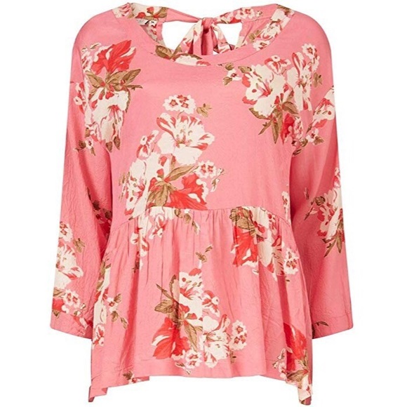 Masai | Tops | Masai Deranna Pink Floral Print Tie Back Blouse Xs ...